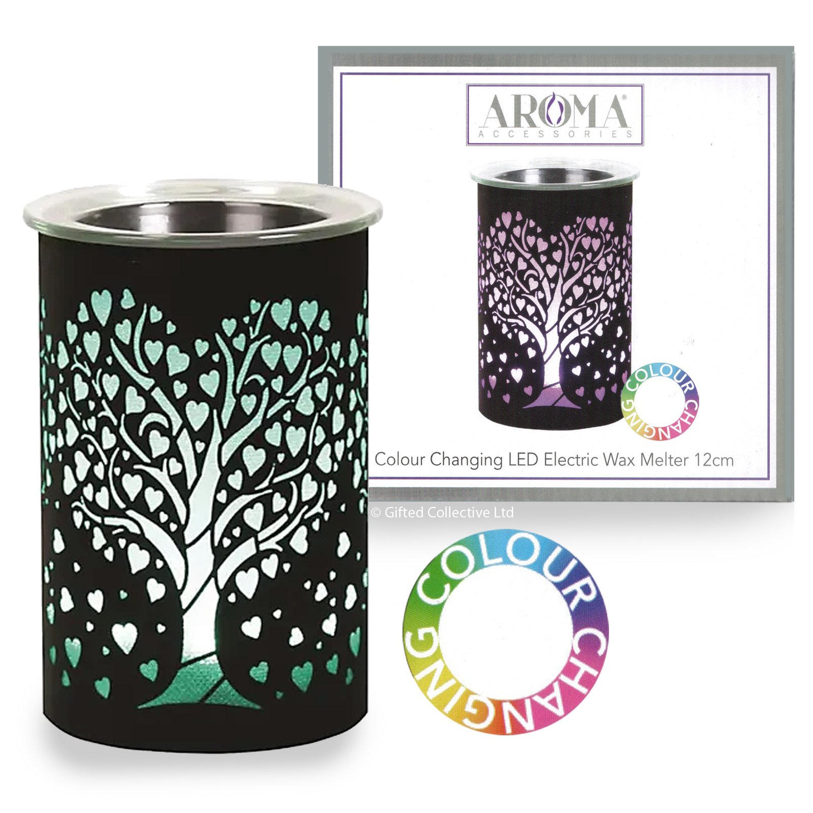 Aroma - Black Heart Tree of Life LED Colour Changing Wax Melter - Gifted